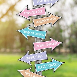 Fairy Party Arrow Signs - Enchanted Garden Woodland Fairies Photo Booth ...