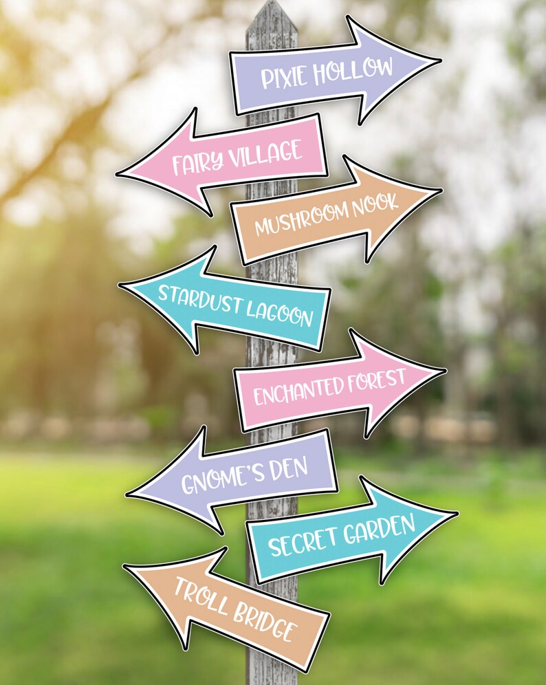 Fairy Party Arrow Signs Enchanted Garden Woodland Fairies | Etsy