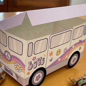 Groovy Party Hippie Bus Printable Favor Box / Van Party Favors / Retro ...