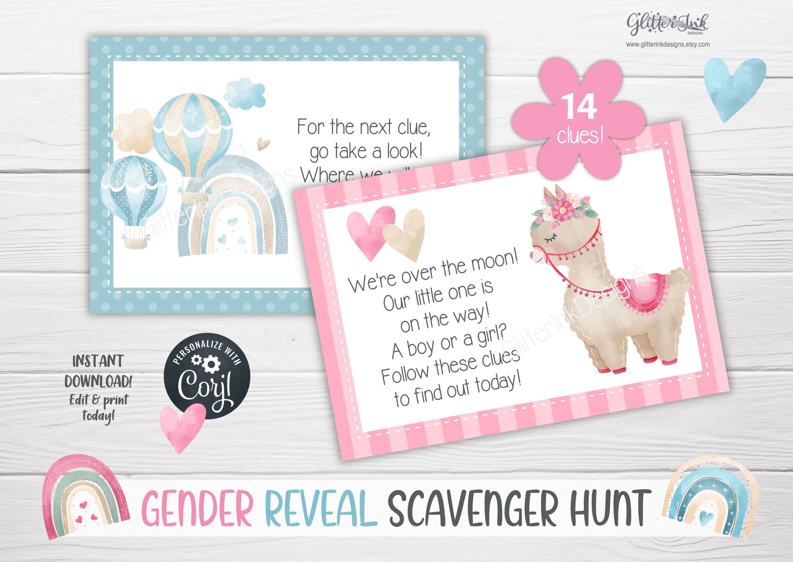 Gender Reveal Scavenger Hunt Clue Cards / Gender Reveal - Etsy