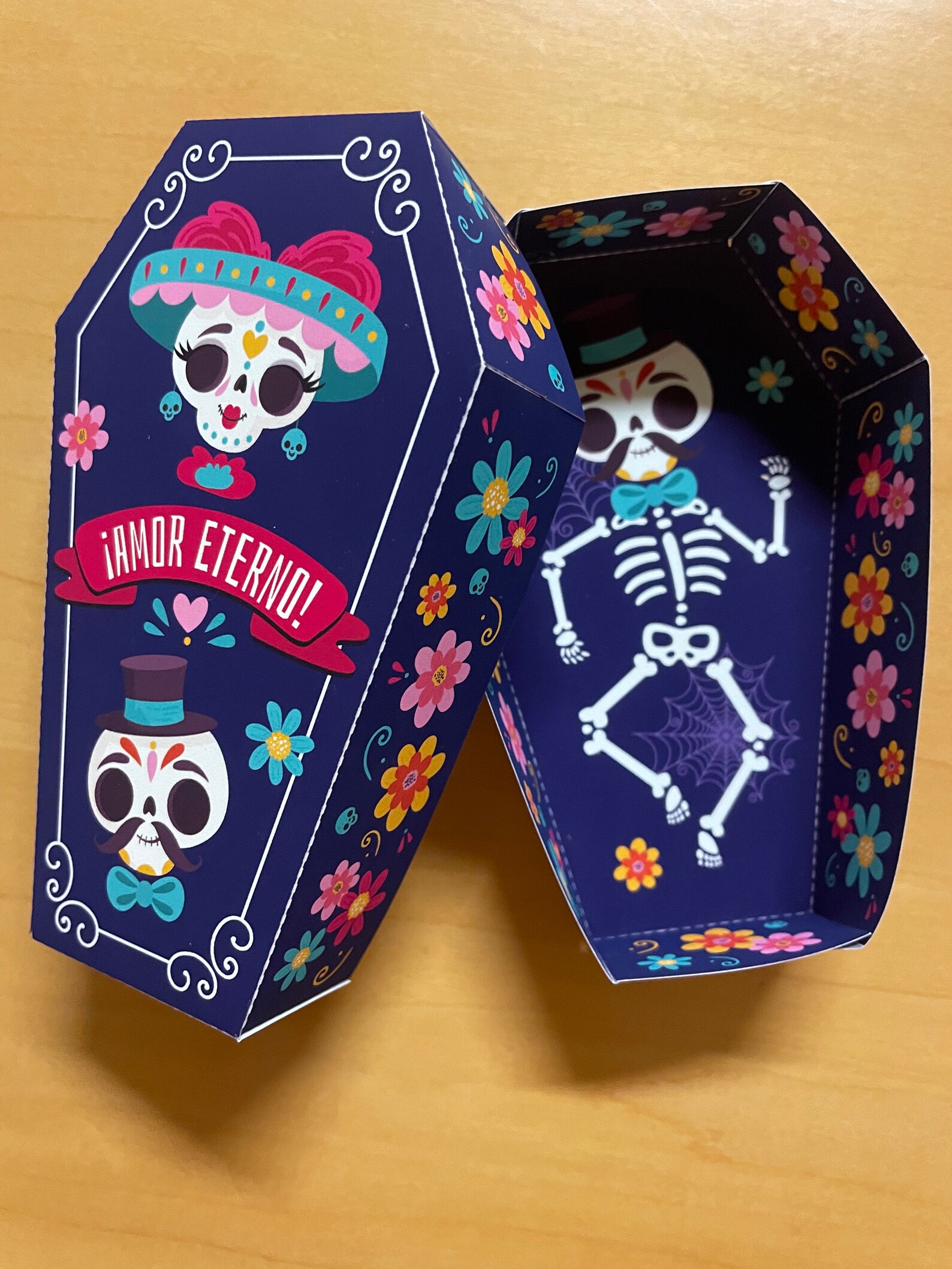 Day of the Dead Coffin Treat Box, Día De Los Muertos Sugar Skull Party ...