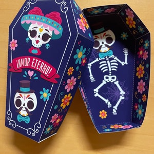 Day of the Dead Coffin Treat Box, Día De Los Muertos Sugar Skull Party ...