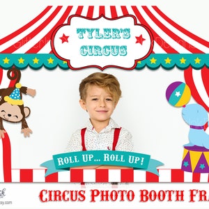 Circus Carnival Party Printable Photo Booth Props, Editable Monkey and ...