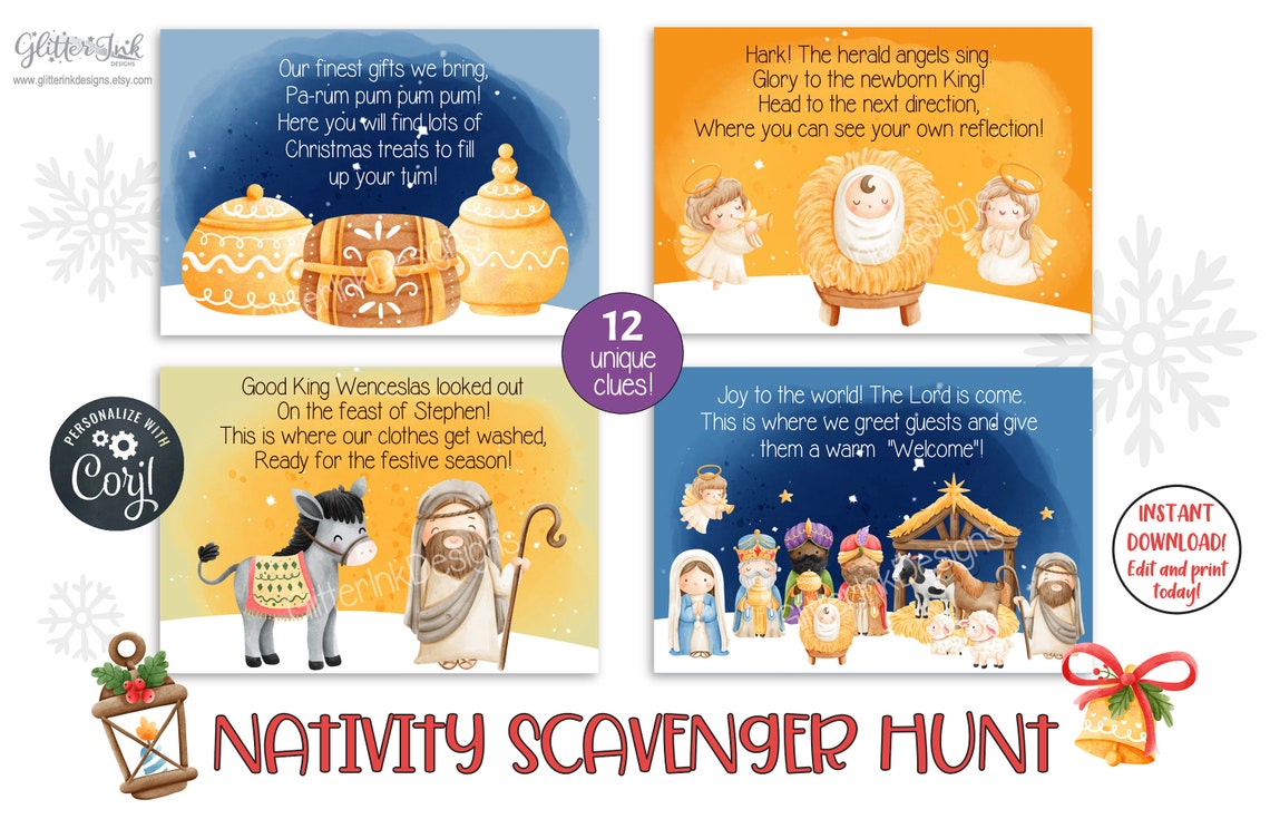 Nativity Scene Christmas Scavenger Hunt Clue Cards / Christmas - Etsy