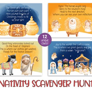 Nativity Scene Christmas Scavenger Hunt Clue Cards / Christmas Treasure ...