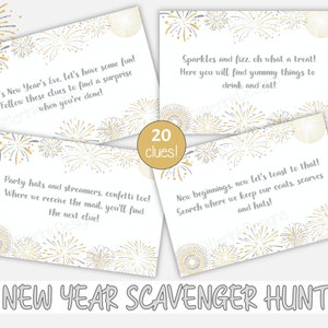 2024 New Years Eve Scavenger Hunt Clue Cards / New Year's Eve Treasure ...