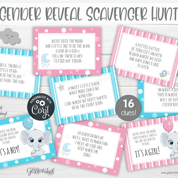 Gender Reveal Scavenger Hunt Outside Clues - Etsy