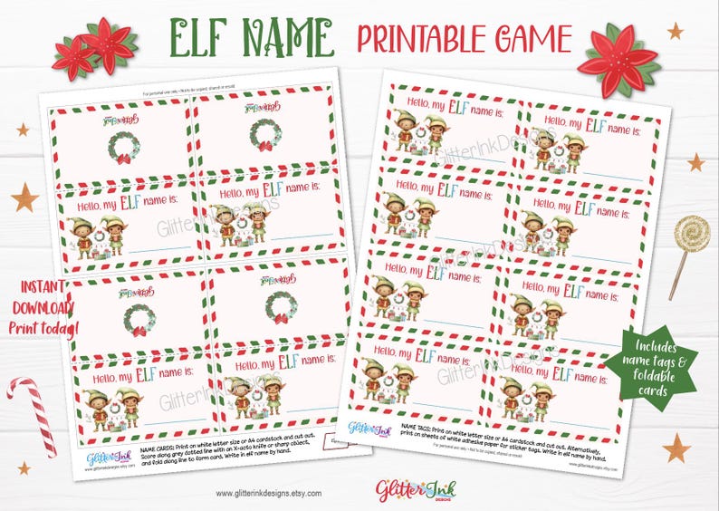 What's Your Elf Name Printable Christmas Games for Kids, Elves Sign ...