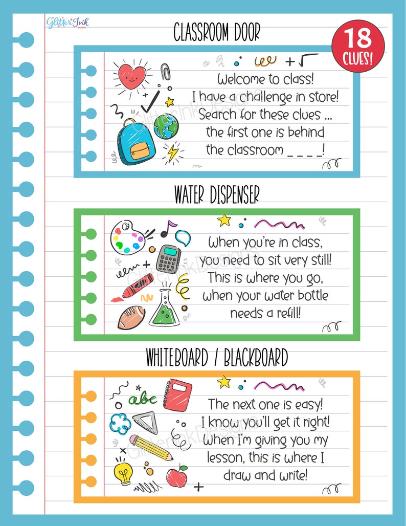 Classroom Scavenger Hunt Rhyming Riddle Clue Cards / Back to - Etsy