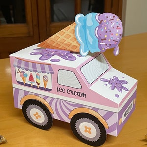Set of 4 Ice Cream Truck Printable Favor Box Templates / Ice Cream ...