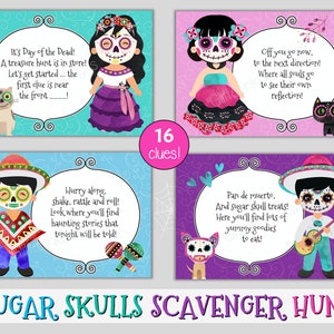 Day of the Dead Scavenger Hunt Clue Cards / Dia De Los Muertos Sugar ...