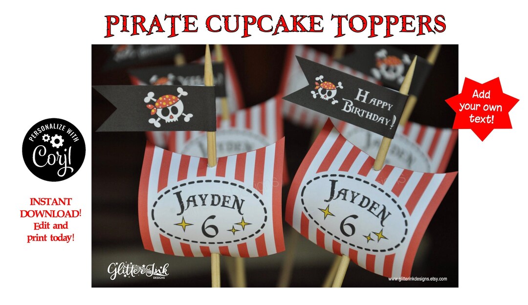 Pirate Ship Cupcake Toppers