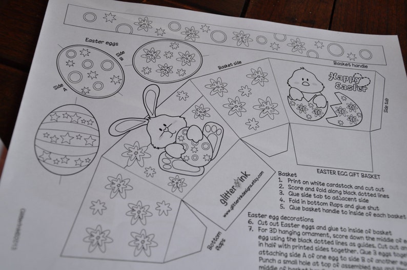 Mini Easter Basket Coloring Page / Easter Chick and Easter Bunny ...