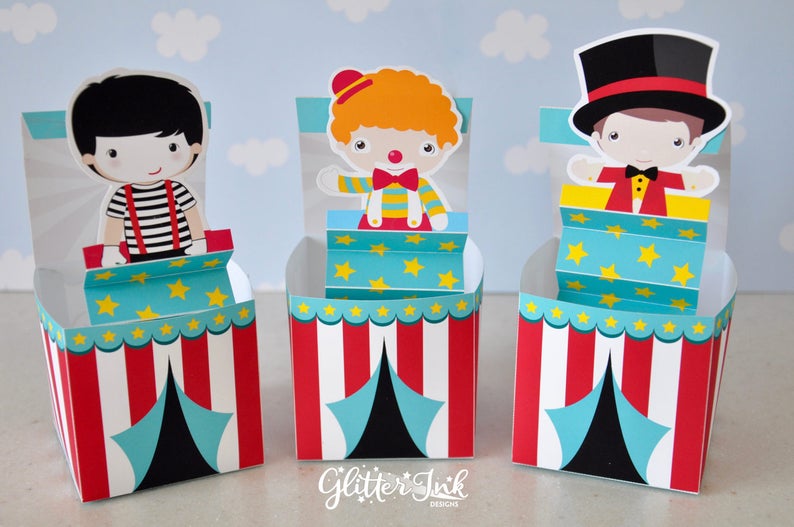 Circus Carnival Kids Pop up Favor Box Jack in the Box PDF Printable ...