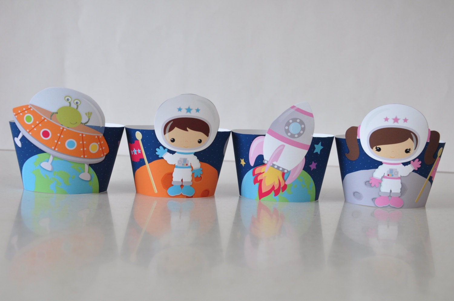 Outer space party cupcake wrappers / astronaut party cupcake | Etsy