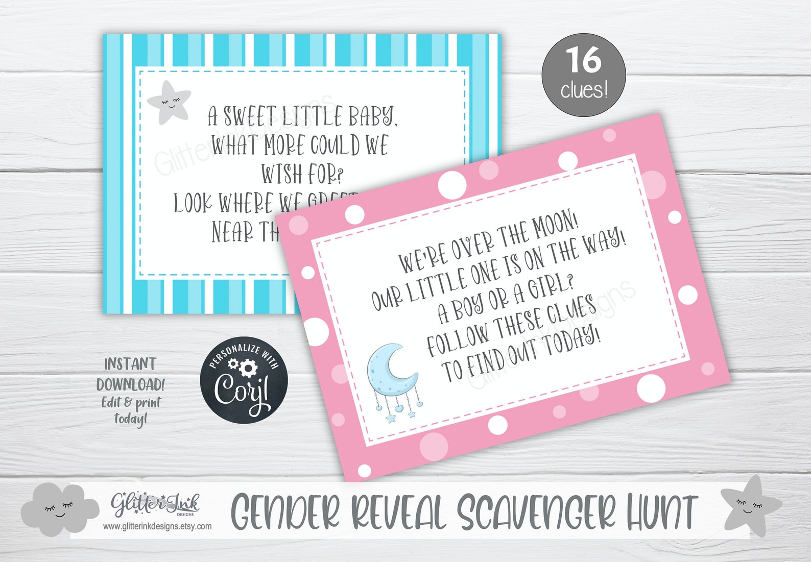 Gender Reveal Scavenger Hunt Clue Cards / Gender Reveal - Etsy