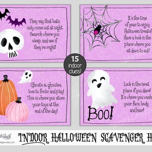 Indoor Halloween Scavenger Hunt / Kids Halloween Treasure Hunt Clues ...