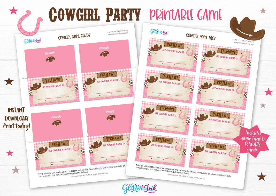 What's Your Cowgirl Name Printable Party Game, Wild West Cowboy Rodeo ...