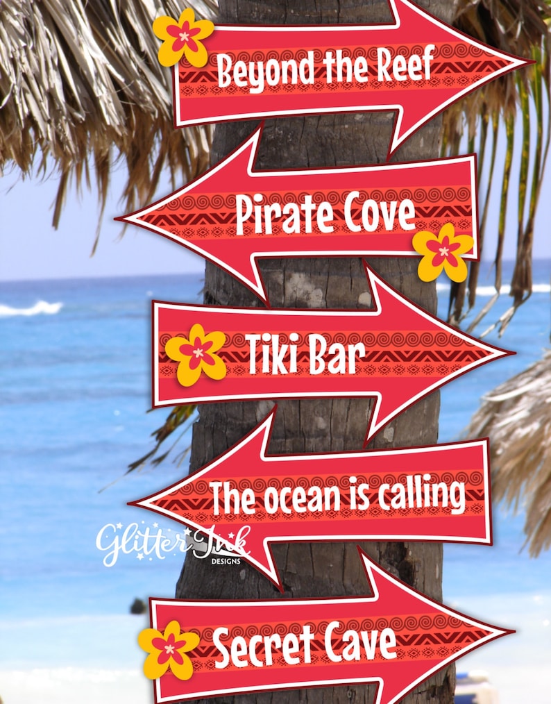 Moana Party Arrow Signs / Moana Printable Party Props / - Etsy