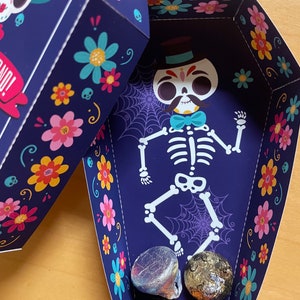 Day of the Dead Coffin Treat Box, Día De Los Muertos Sugar Skull Party ...