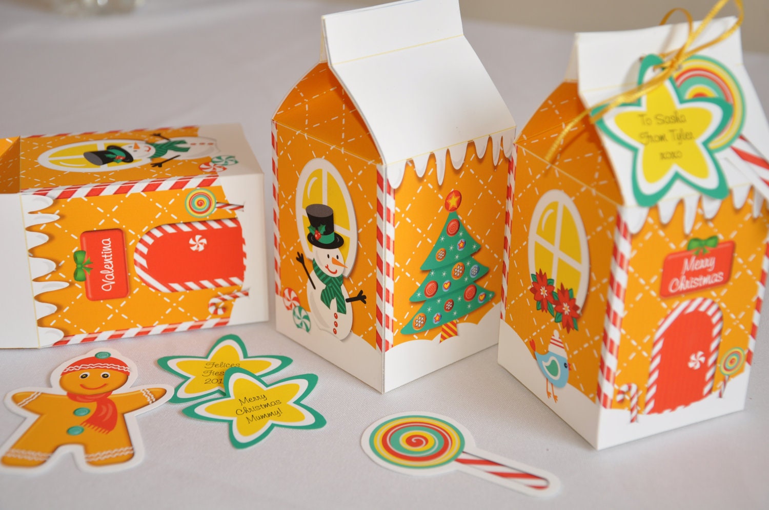 Christmas Gift Box / Gingerbread House Milk Carton / | Etsy