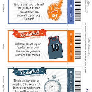 Basketball Scavenger Hunt Clue Cards / Basketball Birthday Kids ...