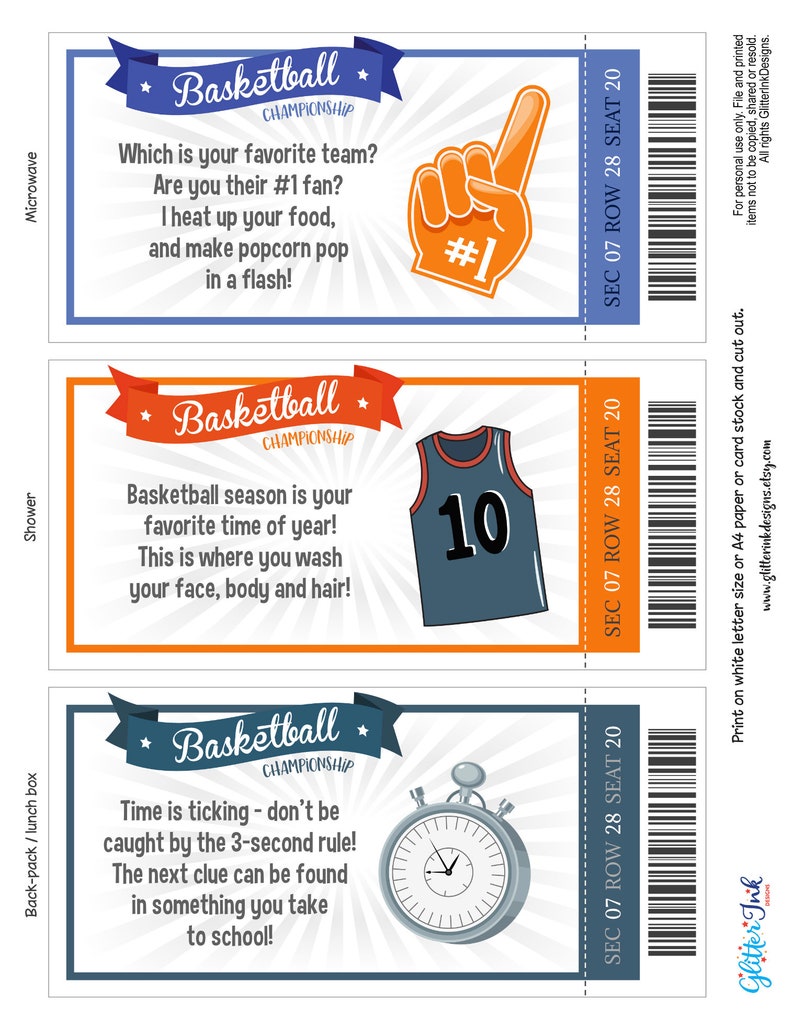 Surprise Basketball Game Reveal Scavenger Hunt and Printable - Etsy