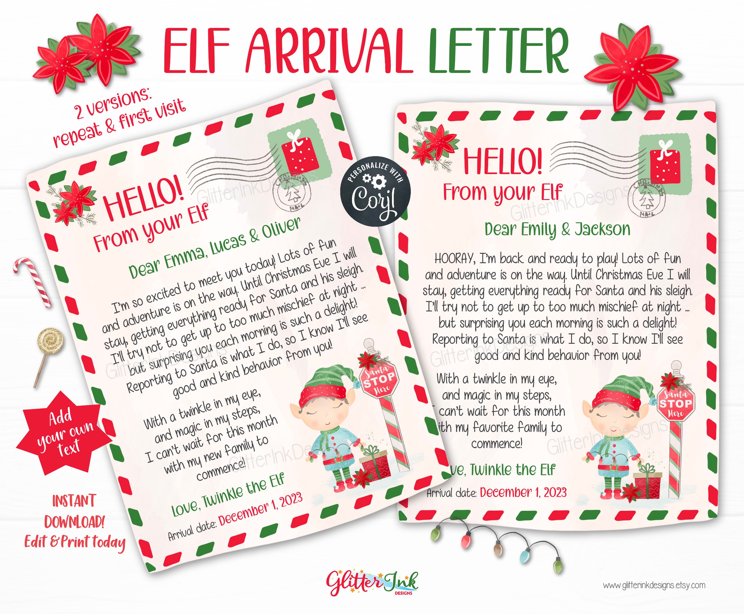 Editable Elf Letter and Scavenger Hunt Clue Cards / Christmas Elves ...