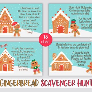 Gingerbread House Christmas Scavenger Hunt Clue Cards, Printable ...