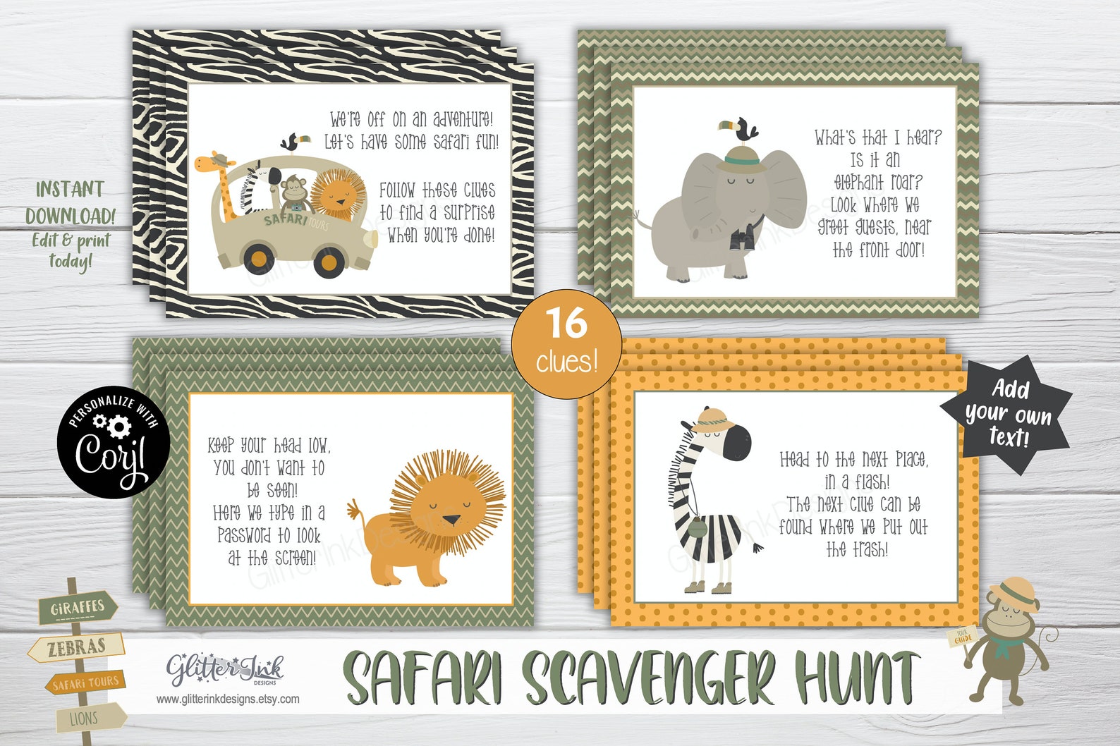 Safari Scavenger Hunt Clue Cards / Jungle Treasure Hunt Clues - Etsy