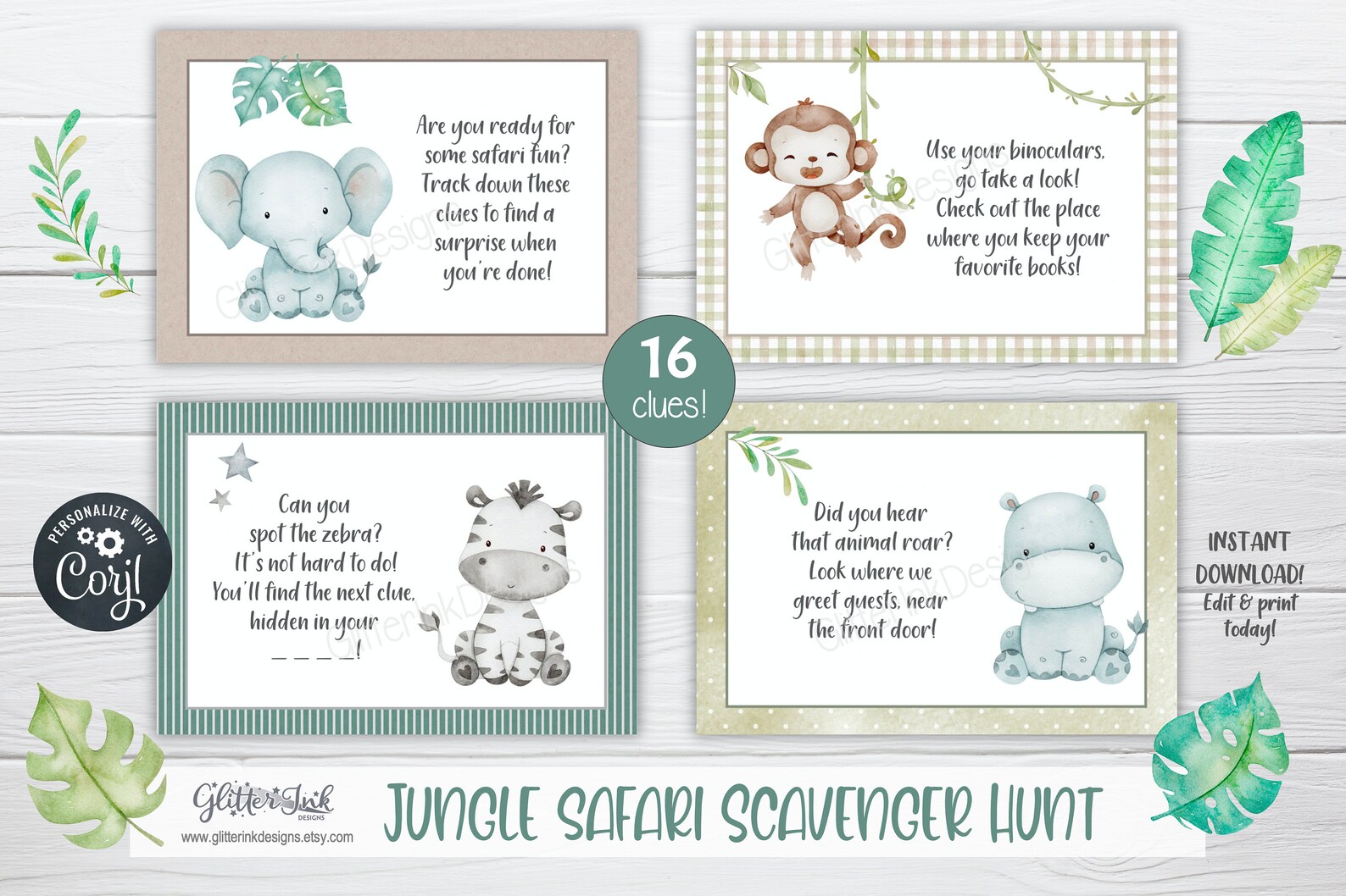 Safari Scavenger Hunt Clue Cards / Jungle Party Treasure Hunt - Etsy