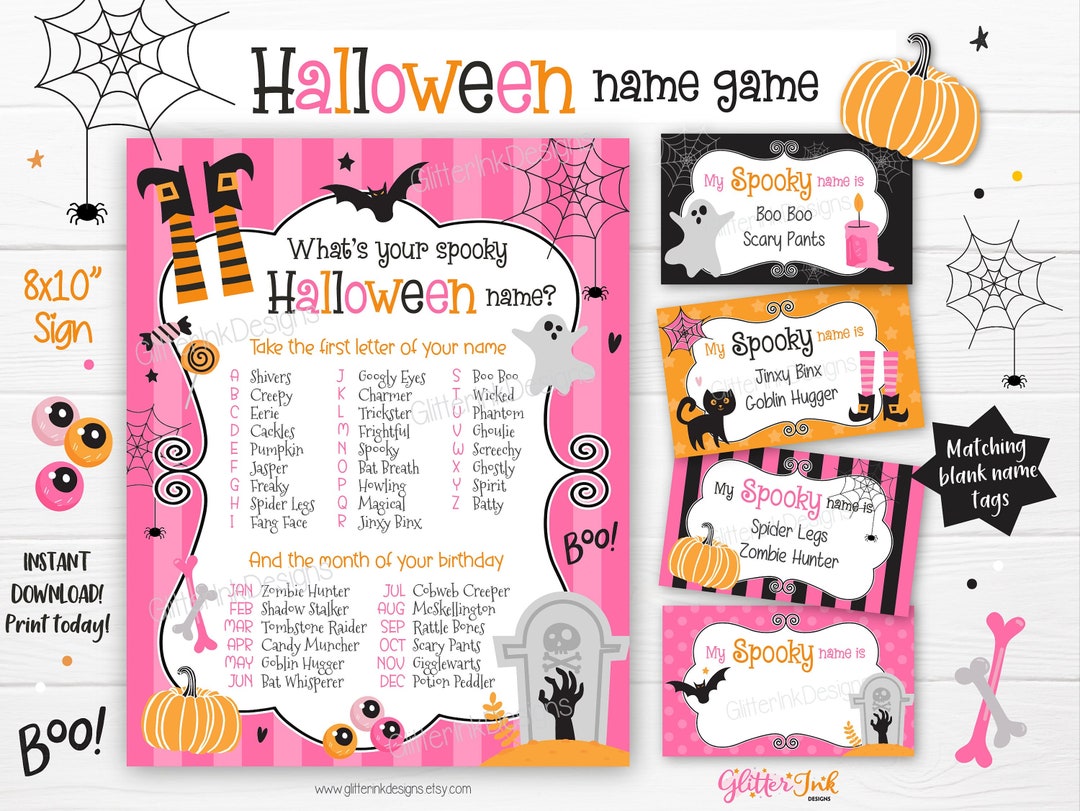 What's Your Spooky Halloween Name Game / Spooktacular Printable Sign ...