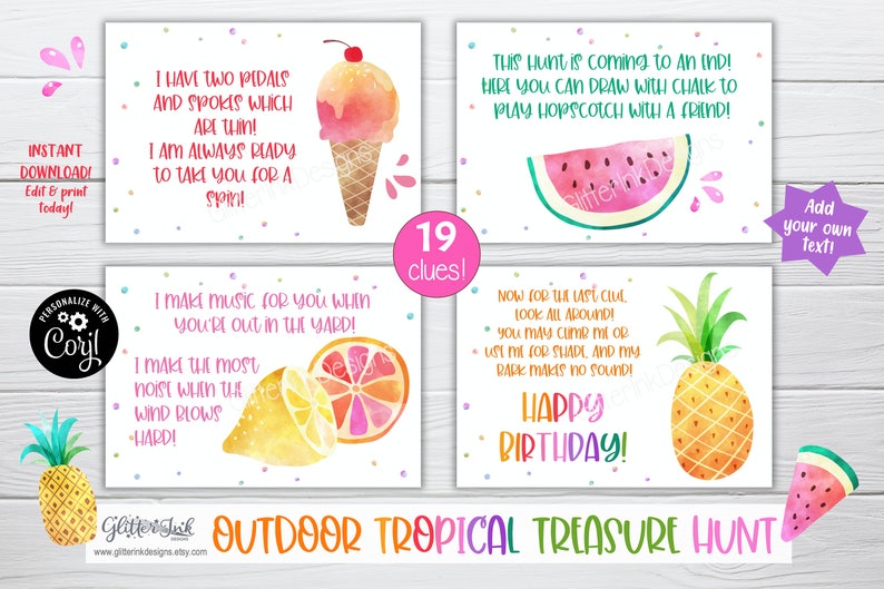 Toucan Flamingo Summer Scavenger Hunt Printable, Pineapple Watermelon ...