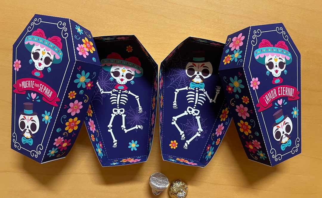 Day of the Dead Coffin Treat Box, Dia De Los Muertos Sugar Skull Party ...