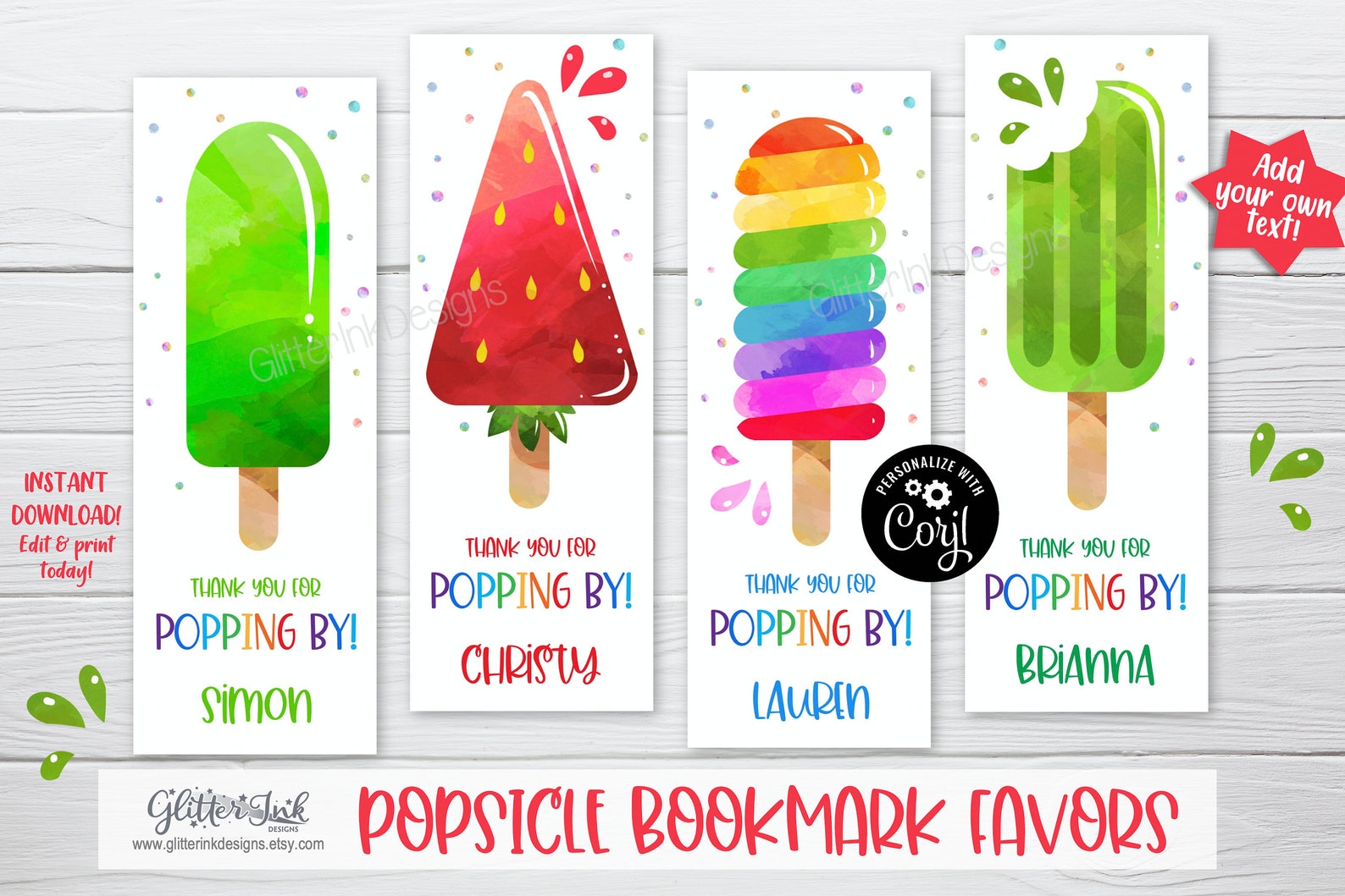 Popsicle Birthday Bookmark Favors / Popsicle Party Favors / - Etsy