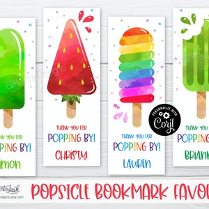 Popsicle Birthday Bookmark Favors / Popsicle Party Favors / Printable ...