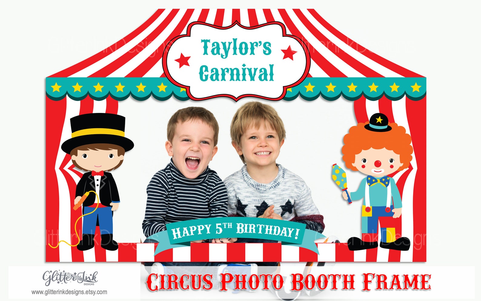 Circus Carnival Party Photo Booth Frame - PDF and PNG Printable Files ...