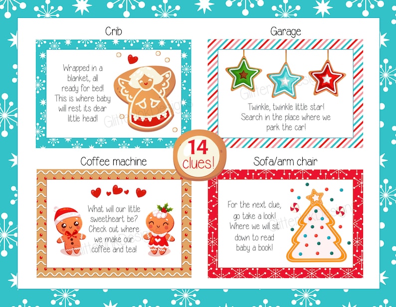 Gingerbread Gender Reveal Scavenger Hunt Clue Cards / - Etsy
