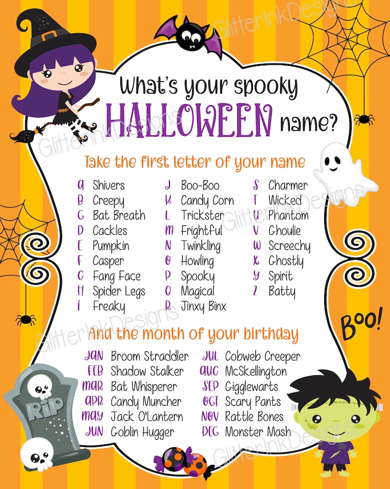 What's Your Spooky Halloween Name Game / Spooktacular Printable Sign ...