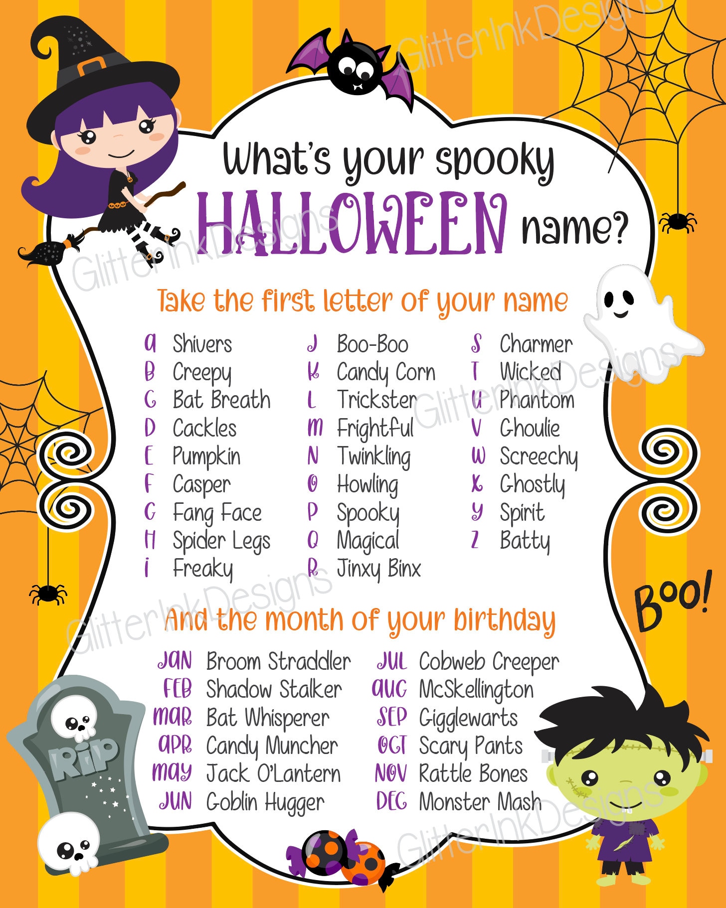 What's Your Spooky Halloween Name Game / Spooktacular Printable Sign ...
