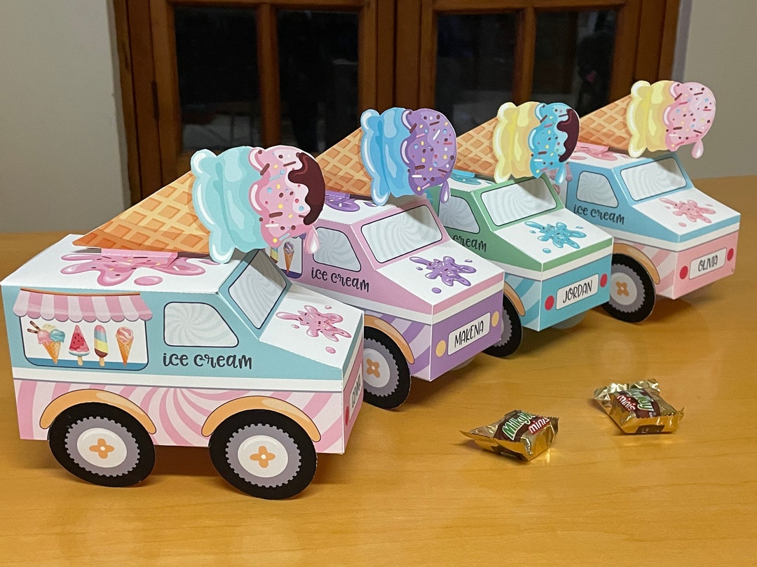 Set of 4 Ice Cream Truck Printable Favor Box Templates / Ice Cream ...