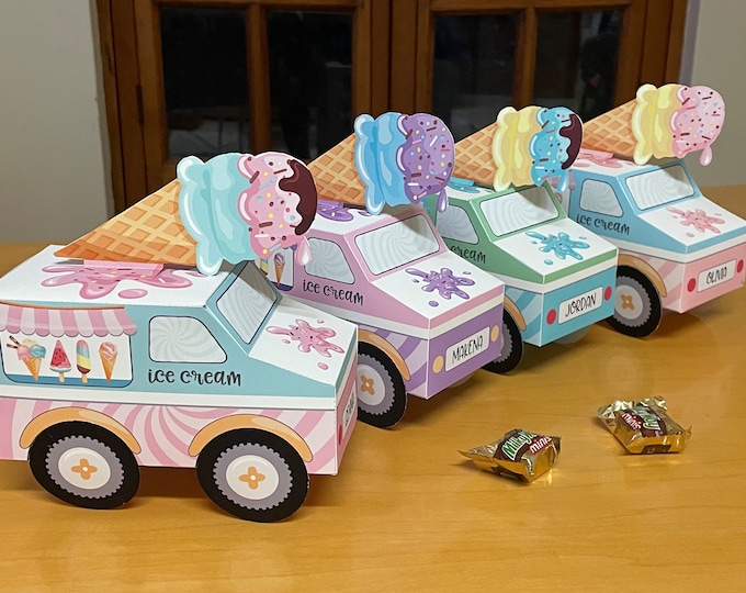 Ice Cream Party Favor Box, Ice Cream Truck Cupcake Box Set of 4, Bakery ...