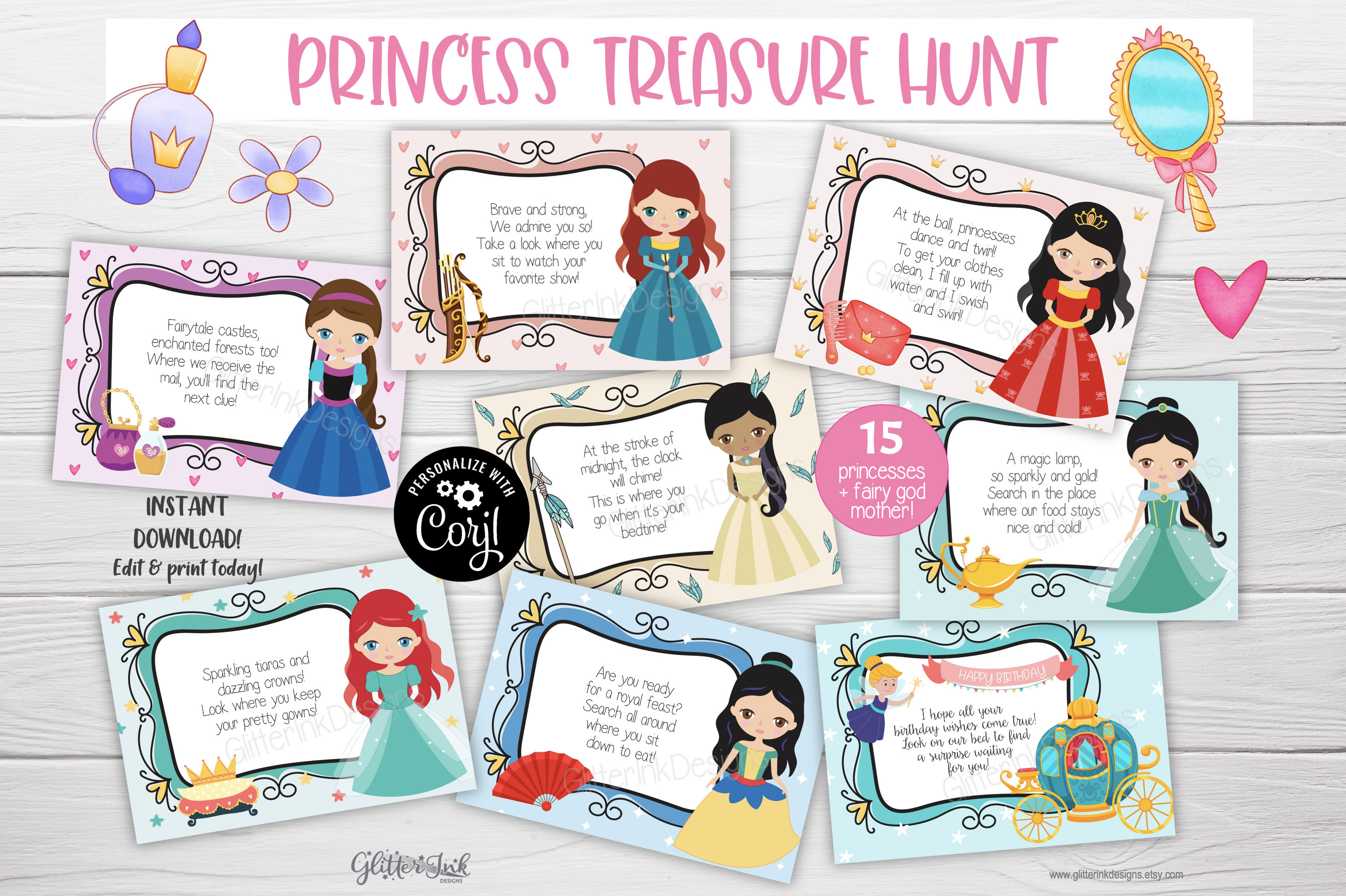 Fairytale Princess Printable Scavenger Hunt Clue Cards for Kids ...