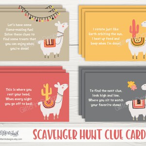 Llama Scavenger Hunt Clue Cards / Llama Party Treasure Hunt - Etsy