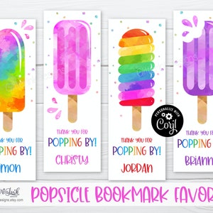 Popsicle Birthday Bookmark Favors / Popsicle Party Favors / Printable ...
