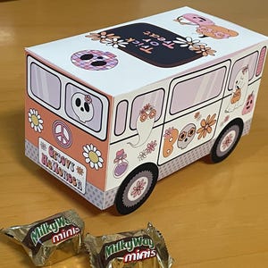 Groovy Halloween Bus Printable Candy Box, Trick or Treat Spooky Hippy ...
