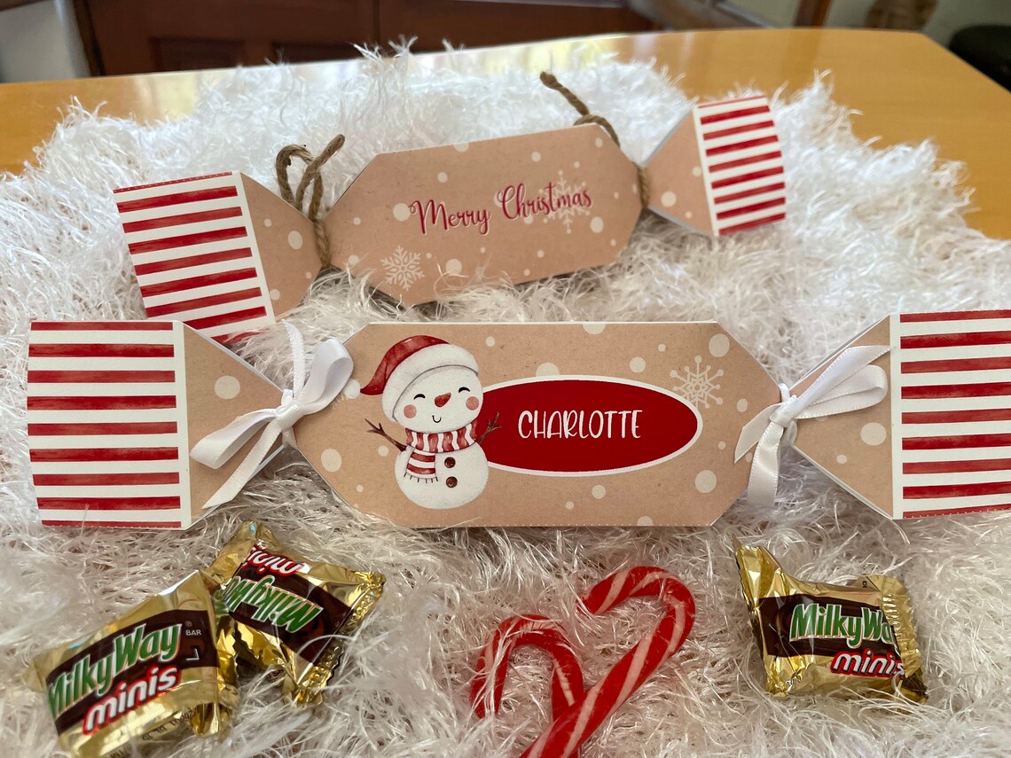 Christmas Cracker Printable Bon Bon Gift Boxes, Personalized Kraft ...