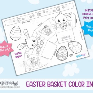 Mini Easter Basket Coloring Page / Easter Chick and Easter | Etsy