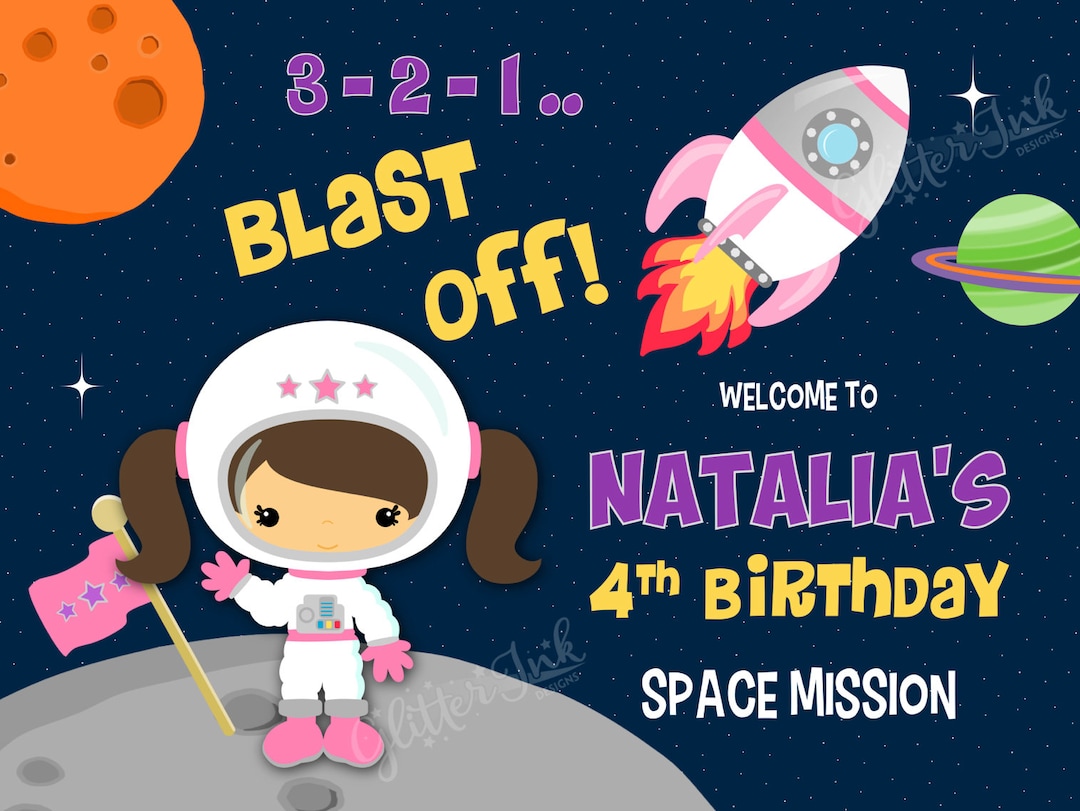 PRINTABLE Space Party Astronaut Photo Prop Backdrop for Dessert Table ...