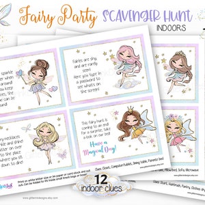 Fairy Scavenger Hunt Indoors / Fairy Party Kids Treasure Hunt Clues ...
